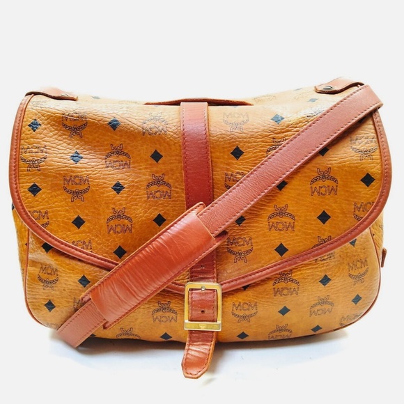 MCM | Bags | Mcm Cognac Visetos Crossbody Bag | Poshmark